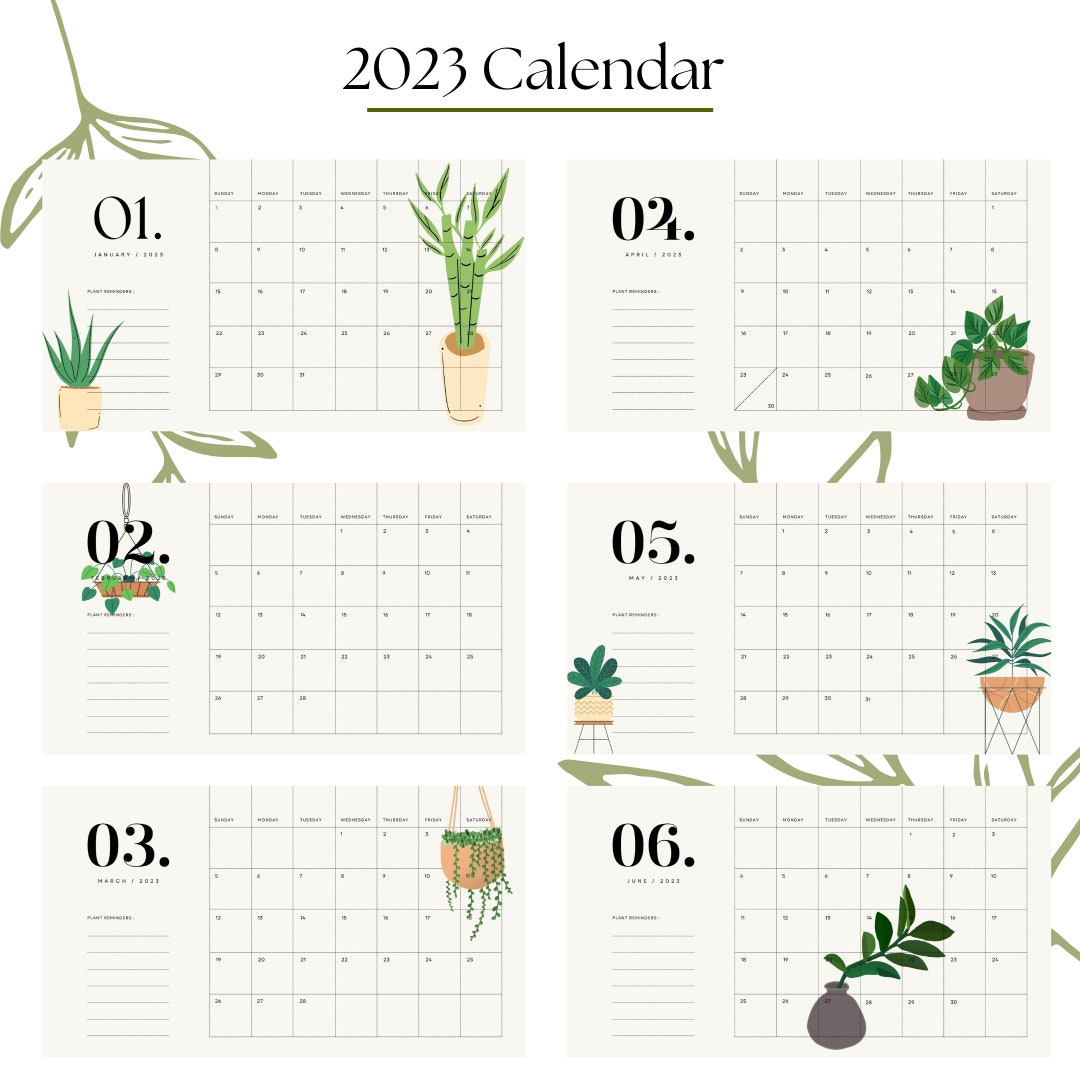 2023 Minimalist Plant Calendar | Modern | Monthly Planner | Wallpaper ...