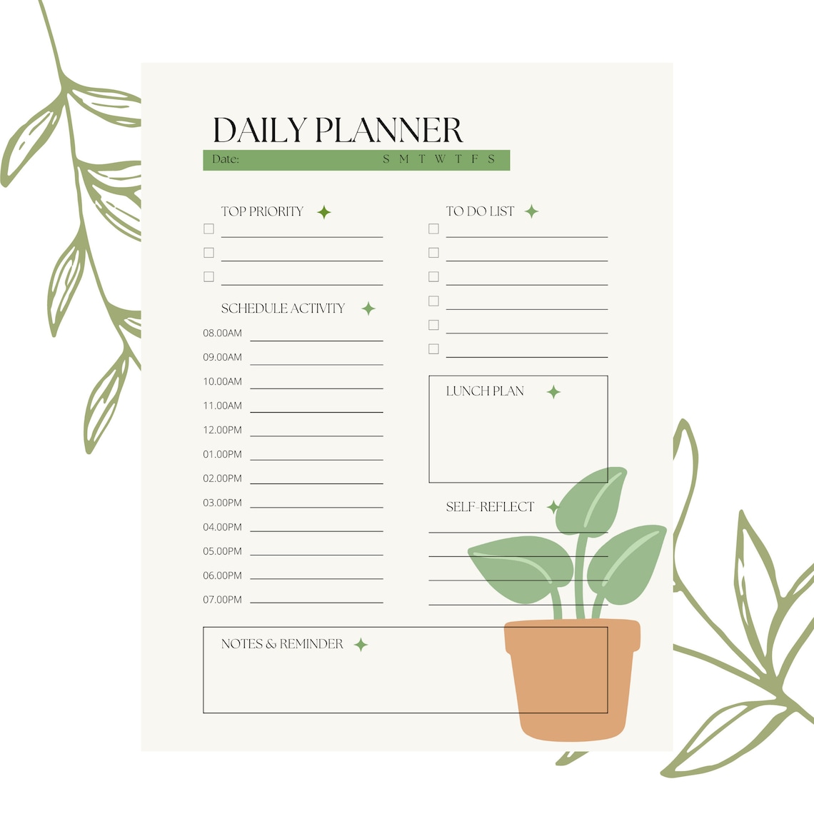 Editable Daily Planner Printable Planner Digital Planner Daily Planner ...