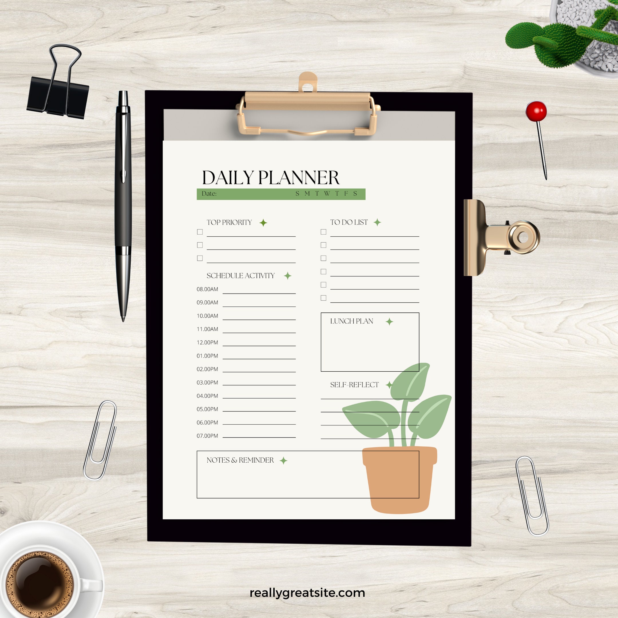 Editable Daily Planner | Printable Planner | Digital Planner | Daily ...