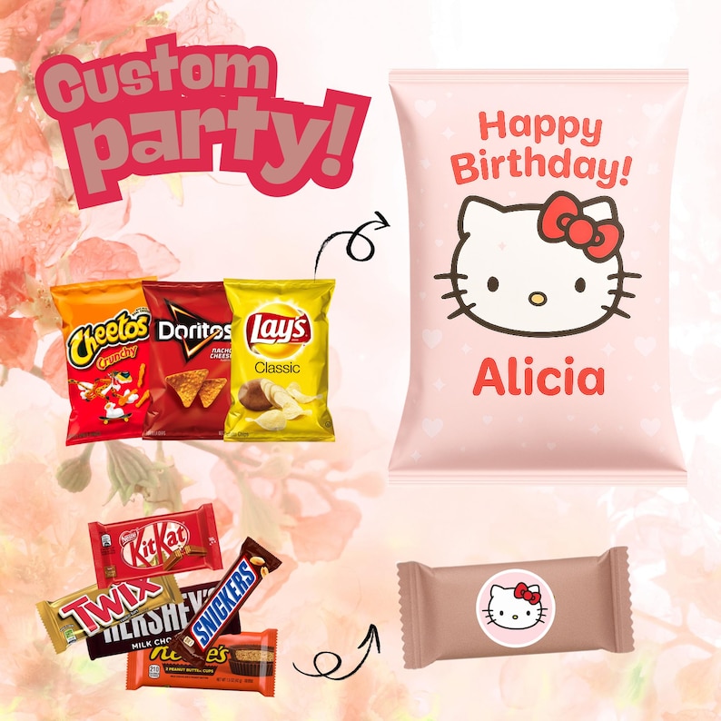 Hello Kitty Birthday Chip Bags – Custom Party Favors - Etsy