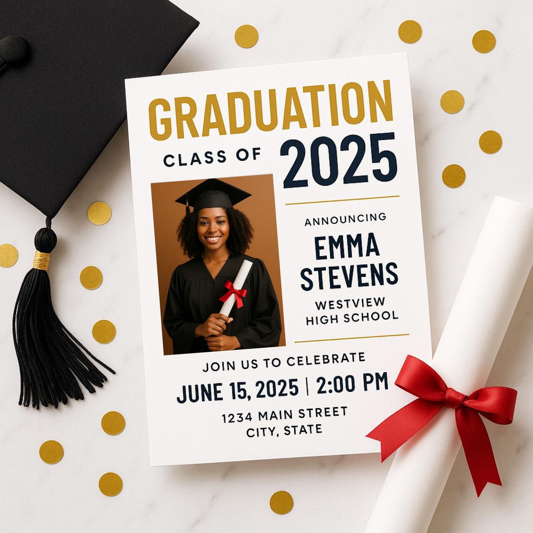 Custom Graduation Invitations: Class of 2025, Matte or Shimmer, Set of ...