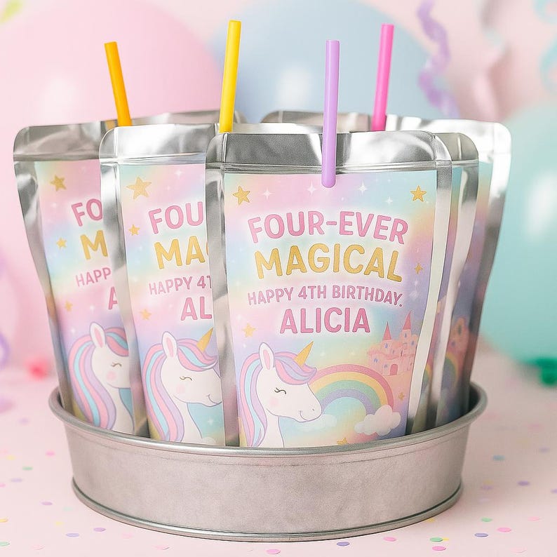 Unicorn Birthday Party Capri Sun Labels: Personalized Rainbow Juice ...