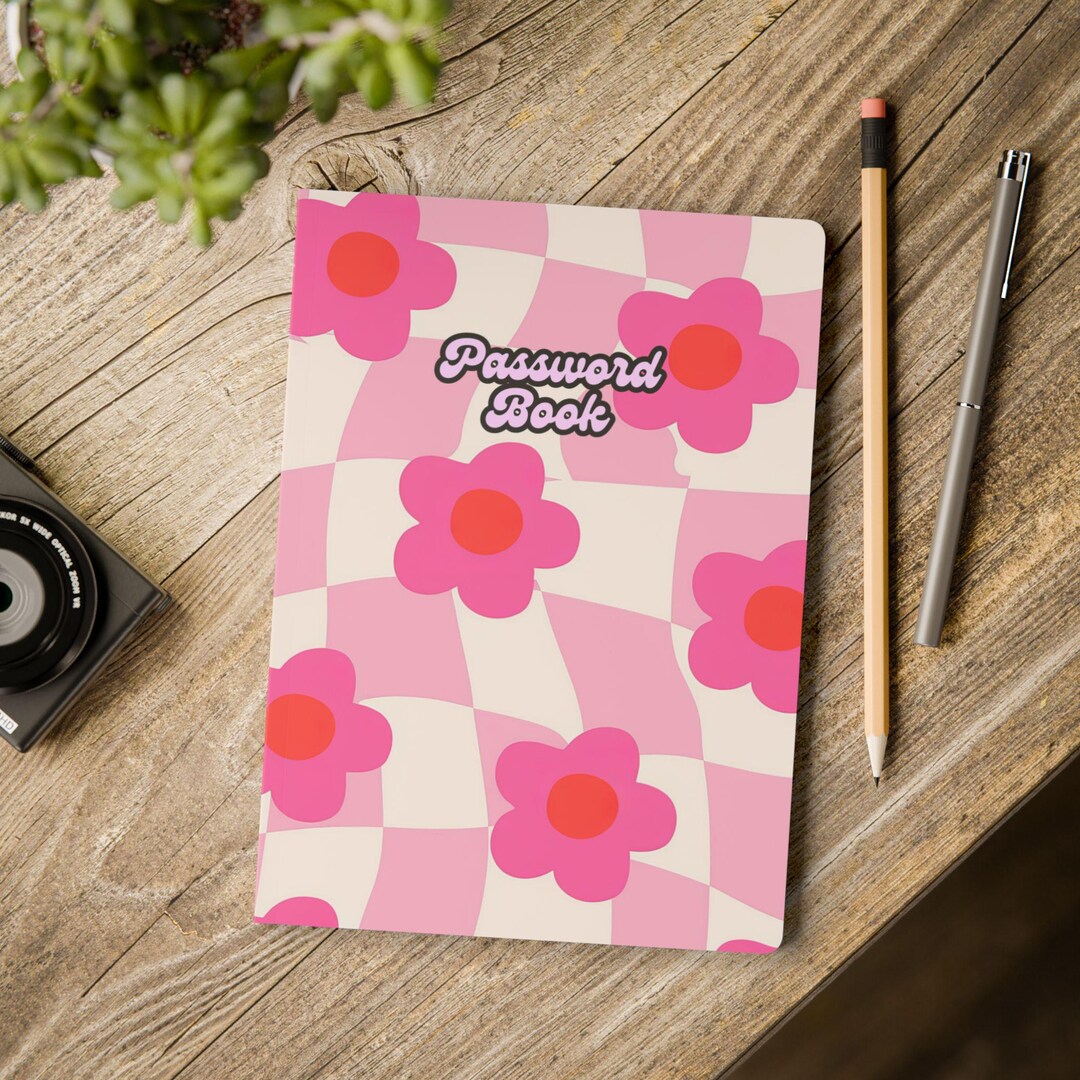 Retro Pink Password Keeper Book, Soft Cover Password Organizer, Secure ...