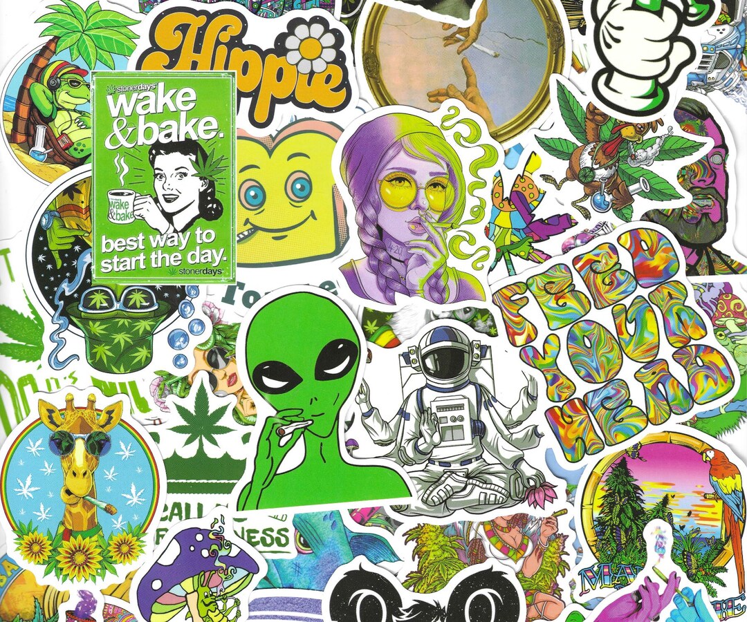 Hippie 420 Stickers | Fun Vinyl Decal | Retro Weed Sticker | Laptop and ...