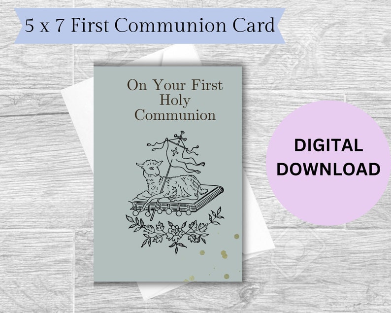 First Holy Communion Digital Download Card | Catholic Greeting Card - Etsy