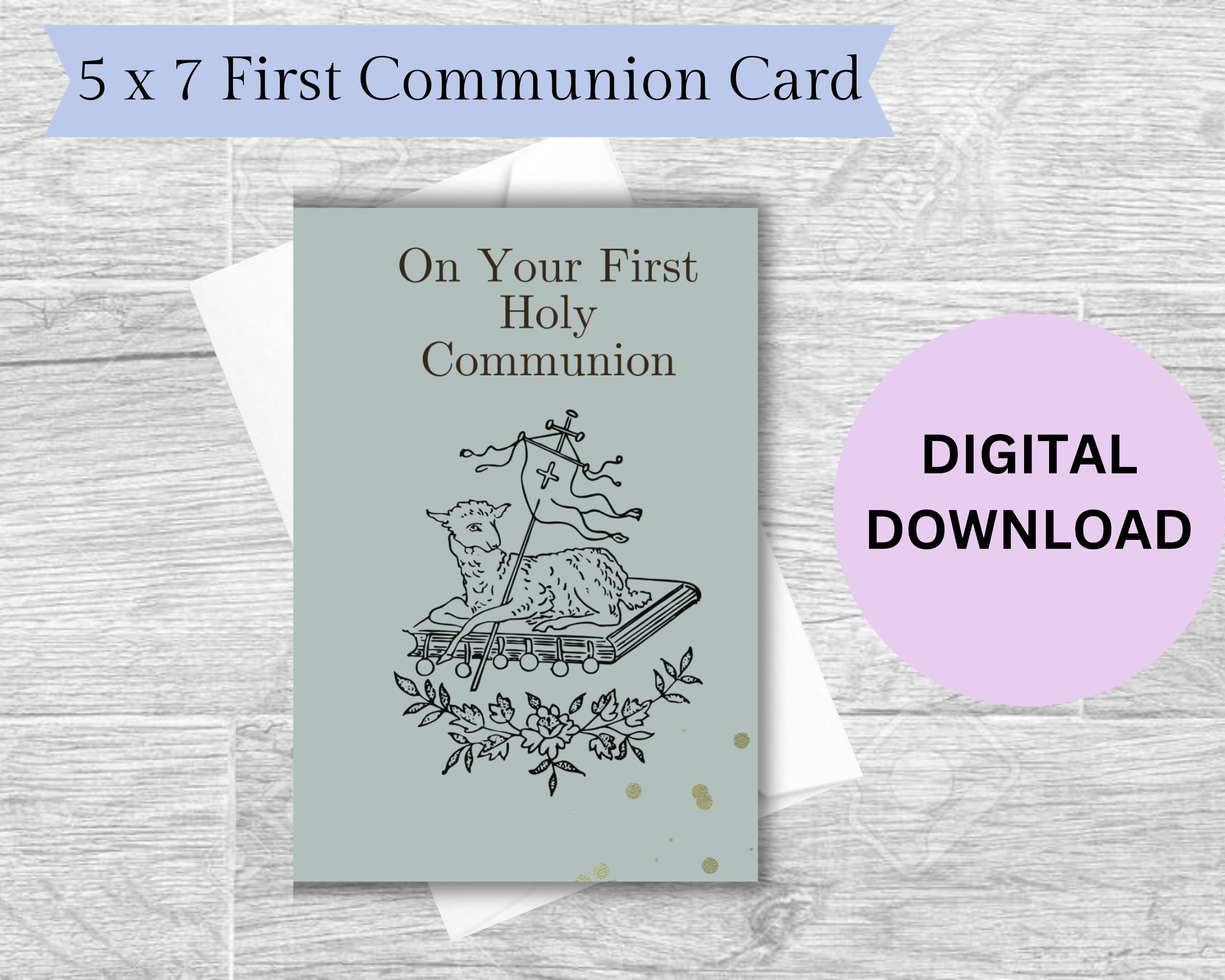 First Holy Communion Digital Download Card | Catholic Greeting Card - Etsy