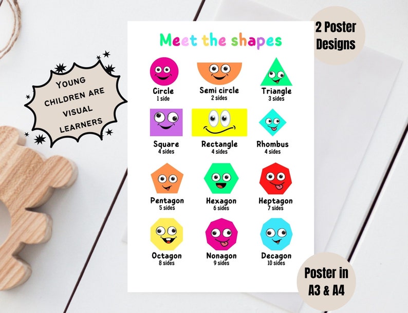 Shapes Activity for Preschool | Colourful 2D Shapes Poster | Kids ...