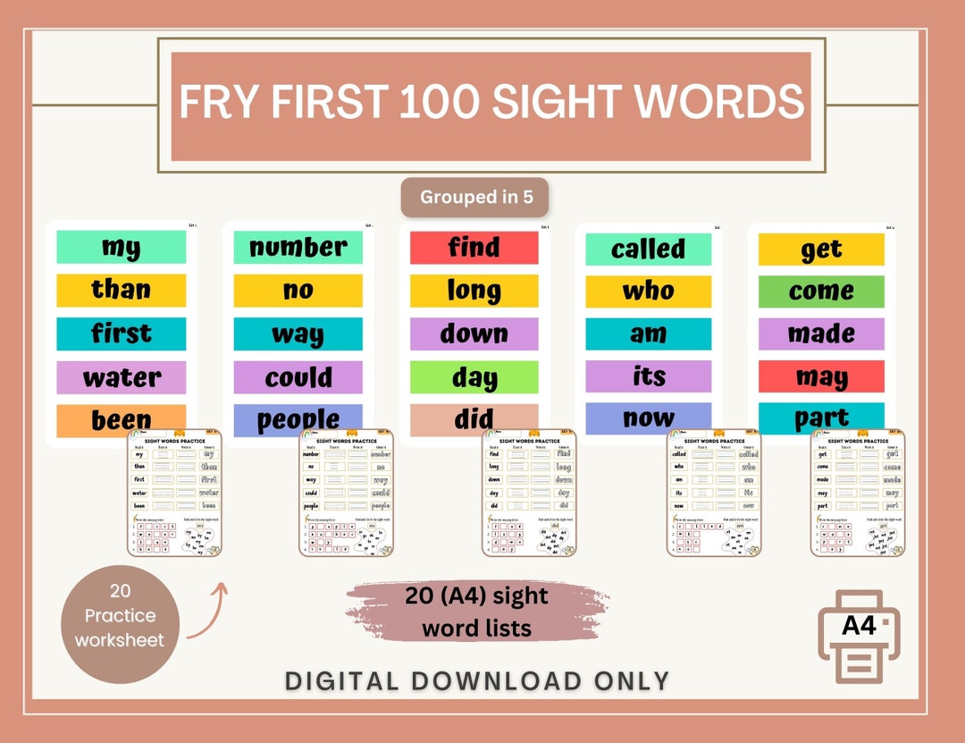 Fry First 100 Sight Words| Learn to Read| High Frequency Words ...