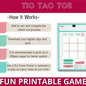 Printable Tic Tac Toe Game | Entertainment Activity Sheet | Instant ...