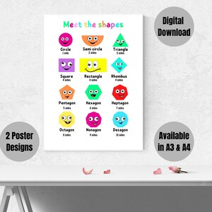 Shapes Activity for Preschool | Colourful 2D Shapes Poster | Kids ...