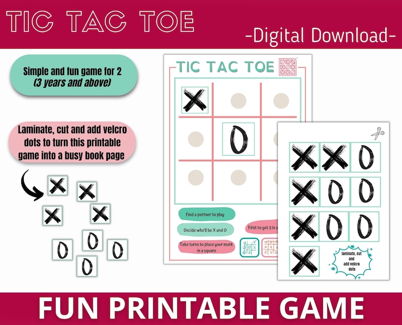 Printable Tic Tac Toe Game | Entertainment Activity Sheet | Instant ...