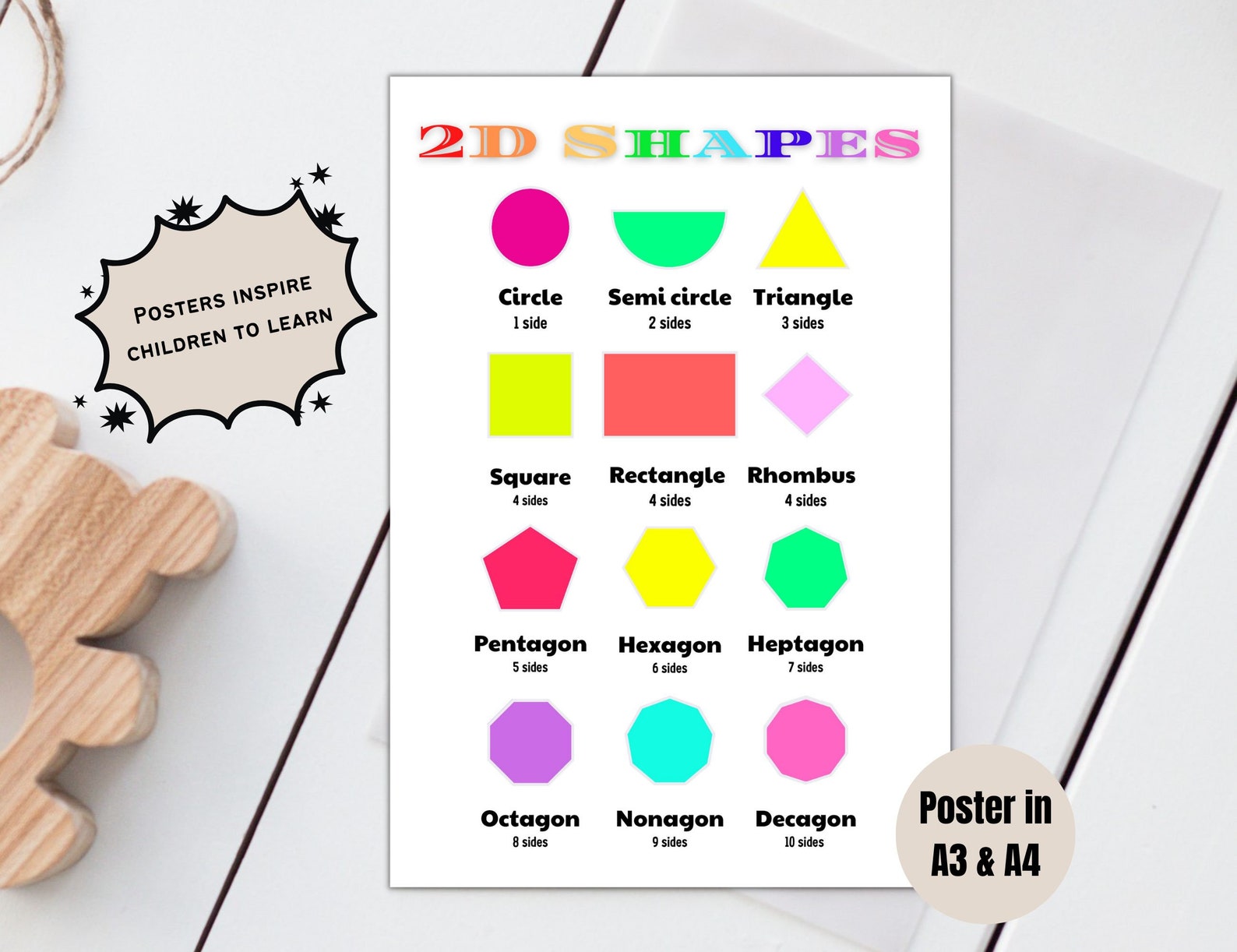 Shapes Activity for Preschool | Colourful 2D Shapes Poster | Kids ...
