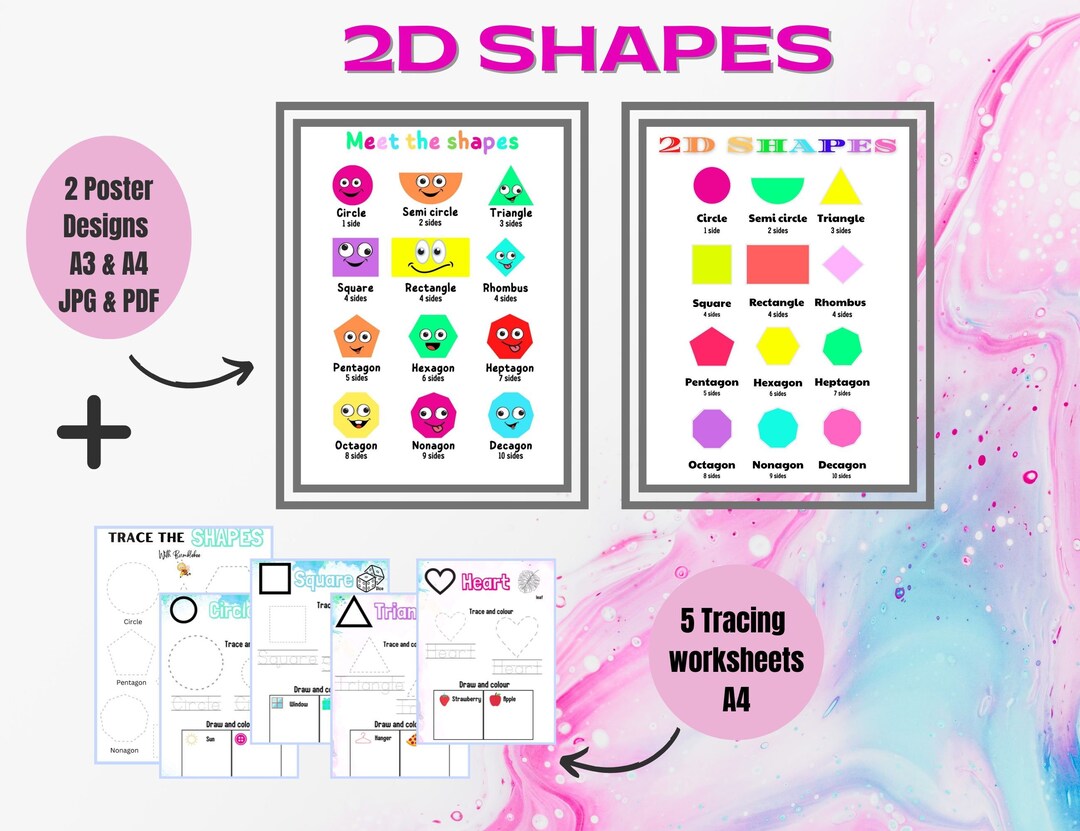 Shapes Activity for Preschool | Colourful 2D Shapes Poster | Kids ...