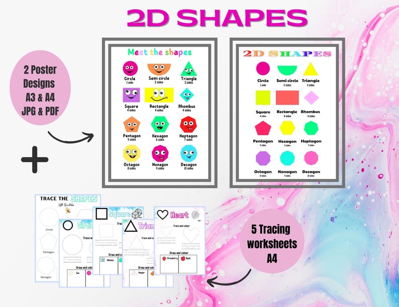 Shapes Activity for Preschool | Colourful 2D Shapes Poster | Kids ...