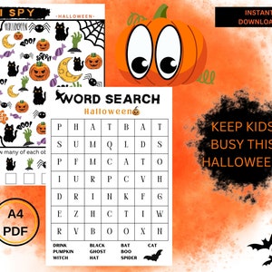 Halloween Activity Bundle: Bingo, I Spy, Word Search (PDF) - Etsy