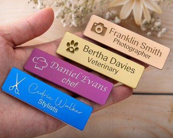1X3 Employee Personalized Name Tag Badge Pin or Magnet Attachment ...