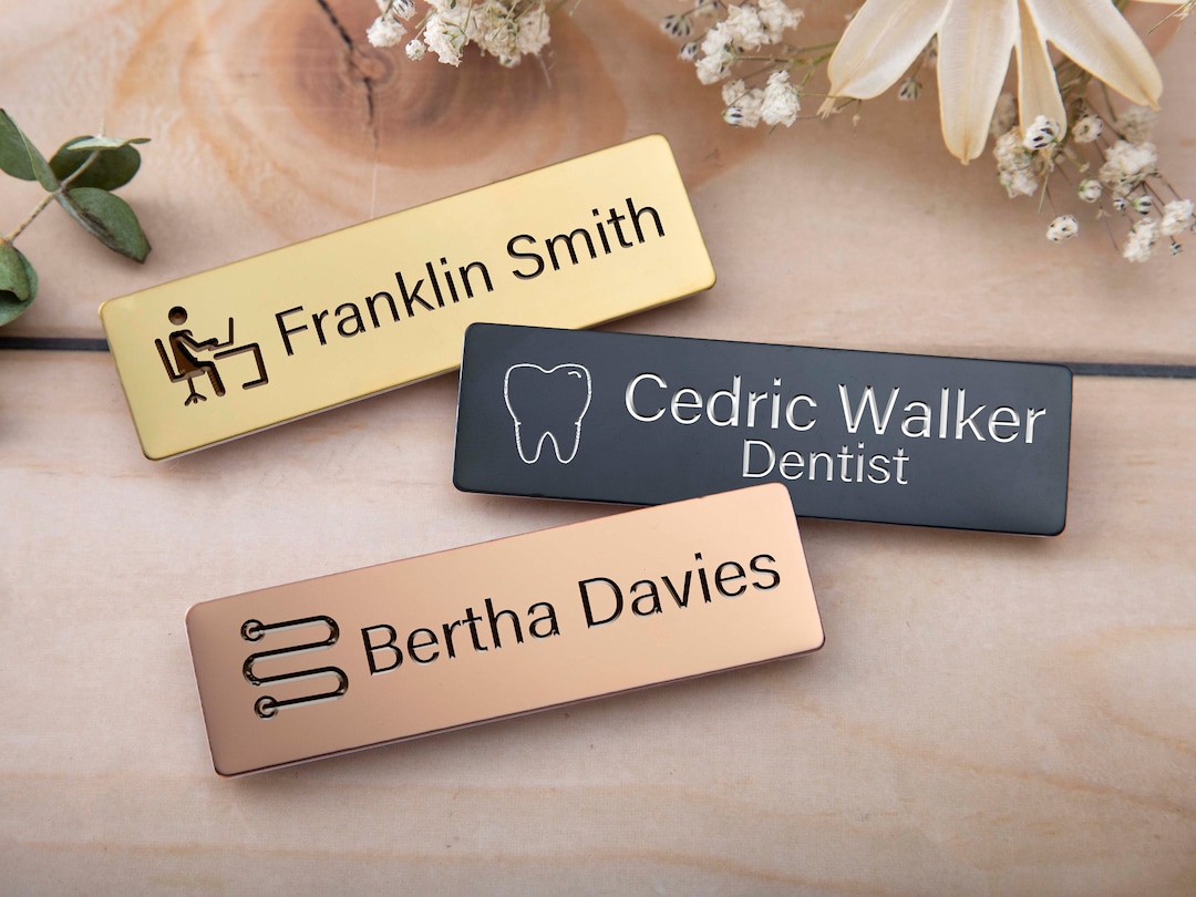 Personalized Engraved Metal Name Badges,staff ID Tags With Magnetic ...
