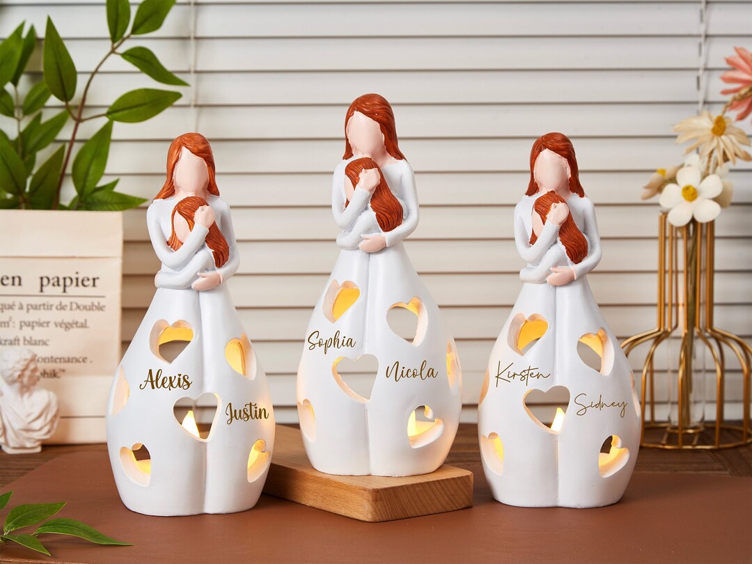 Personalized Mother's Day Statue,mom & Daughter's Love Candle Holder ...