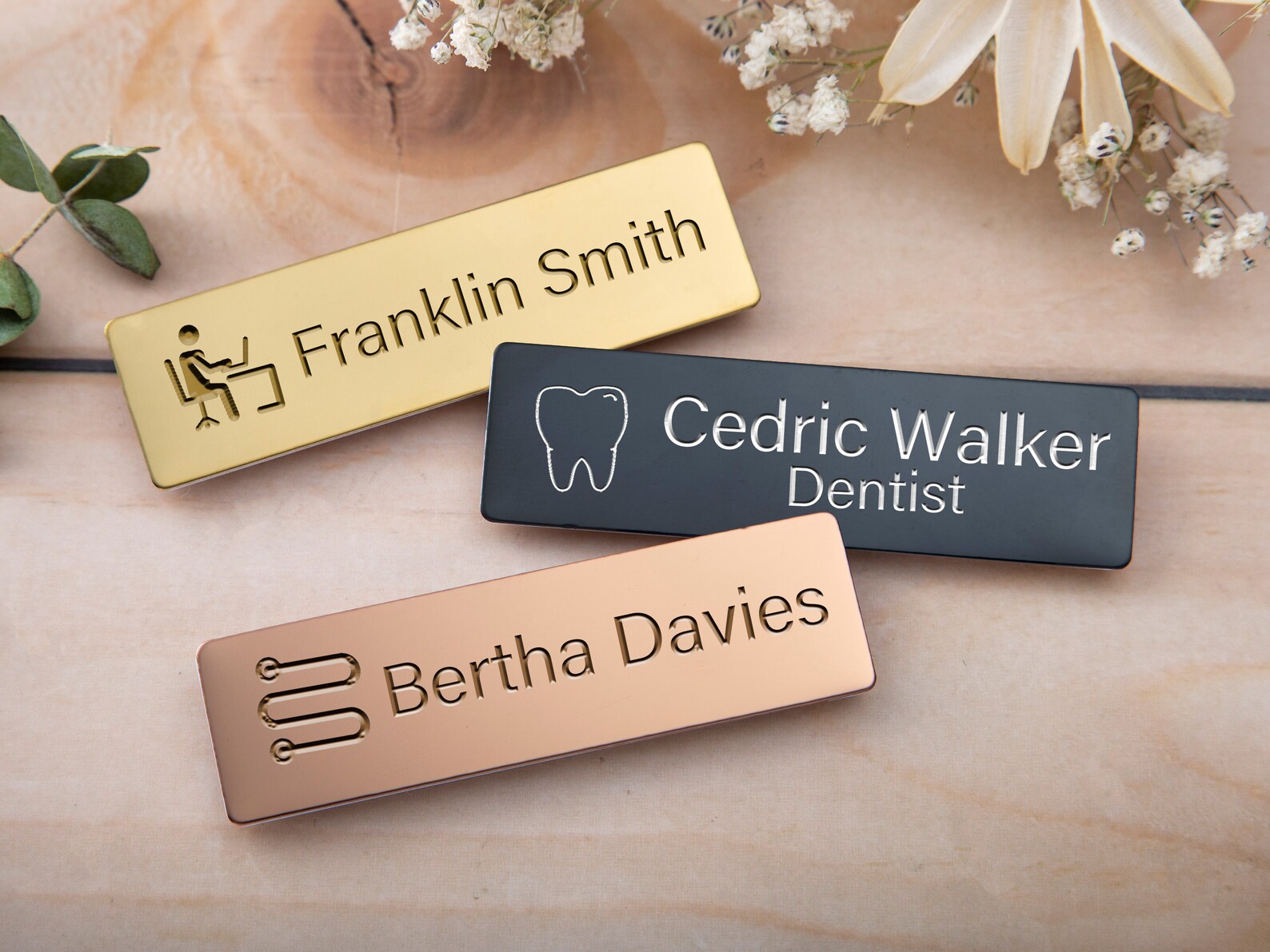Personalized Engraved Metal Name Badgesstaff ID Tags With - Etsy