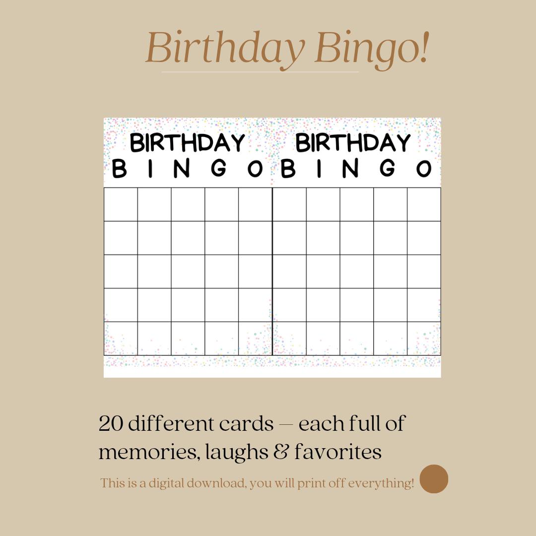 Custom Birthday Bingo Game: Personalized Kids Party Activity (printable ...
