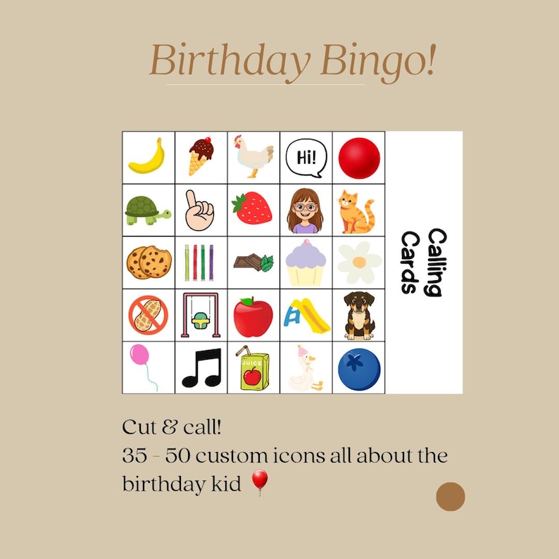 Custom Birthday Bingo Game: Personalized Kids Party Activity (printable ...