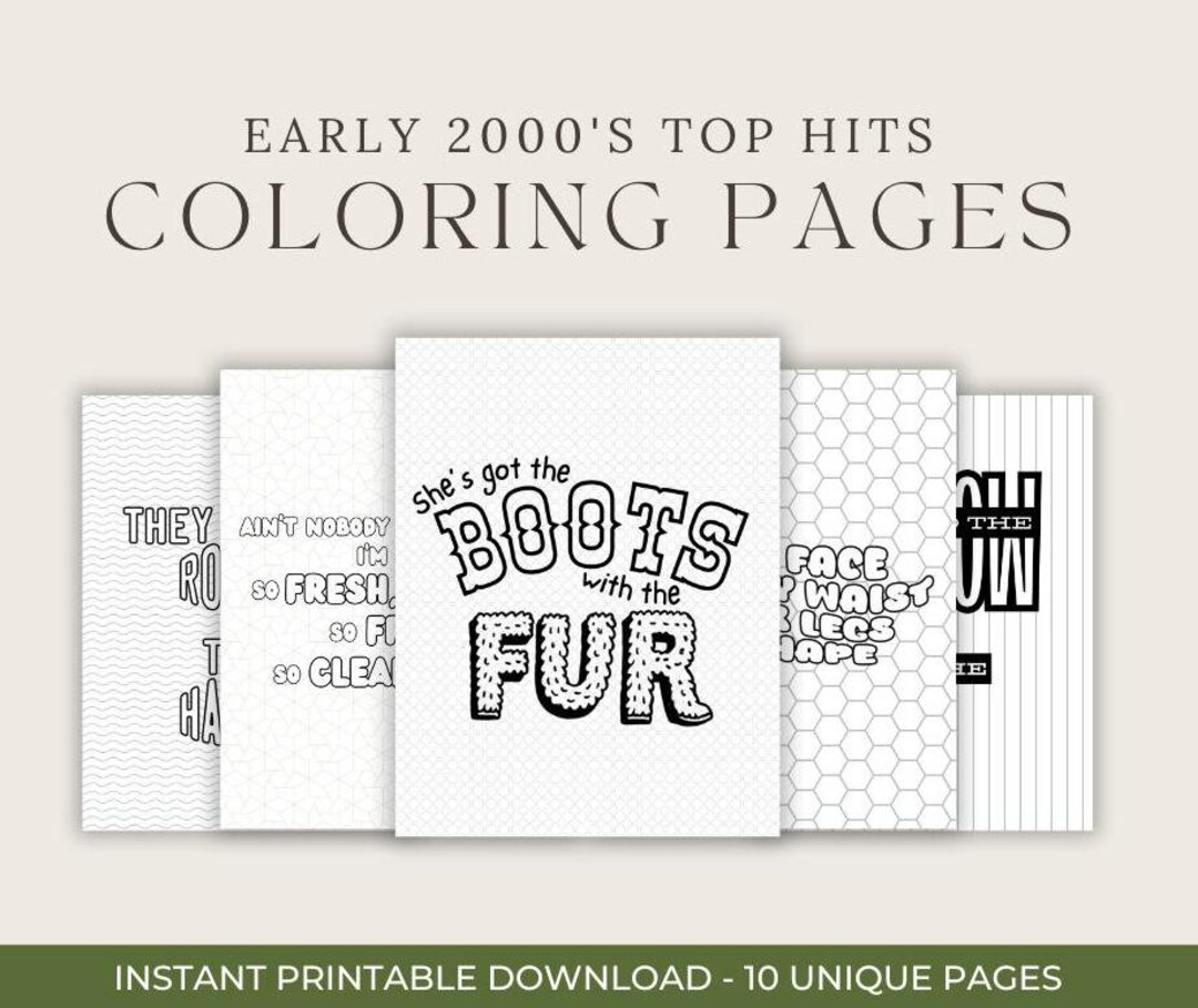 2000s Song Lyric Coloring Pages: Nostalgic Relaxation (digital Download ...