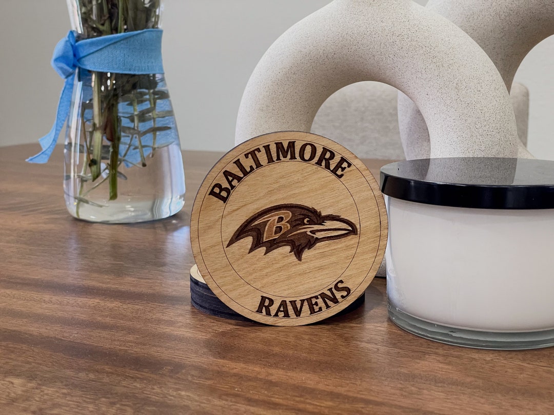 Baltimore Ravens Coasters - Custom Laser-cut Wood Coasters for Football ...