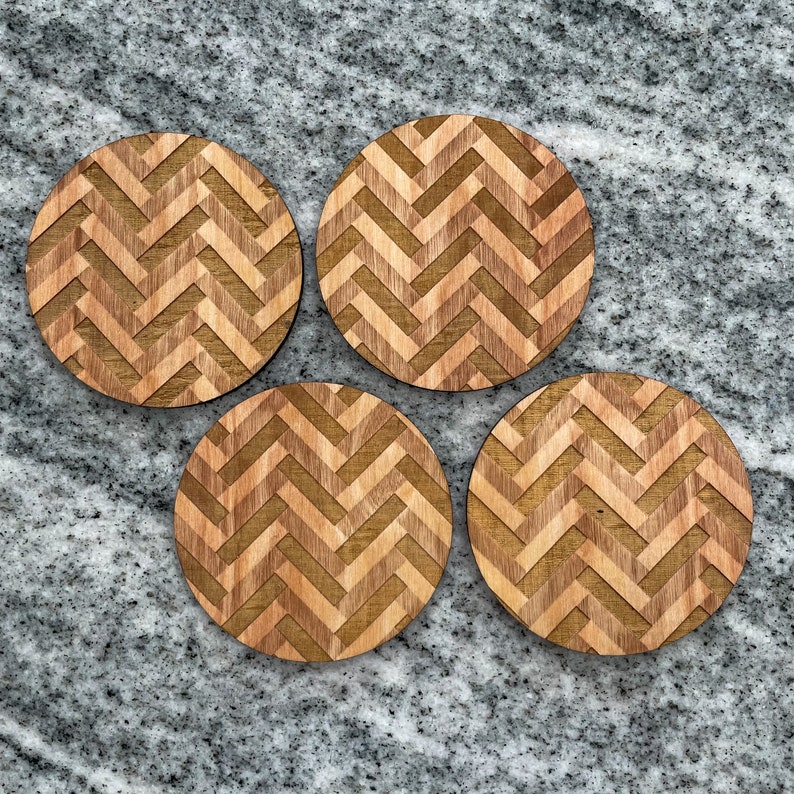 Herringbone Coaster Set Mid-century Modern Decor All Natural ...