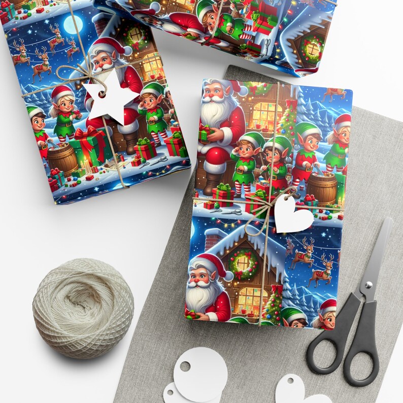Santa Work Shop Gift Wrap Papers - Etsy