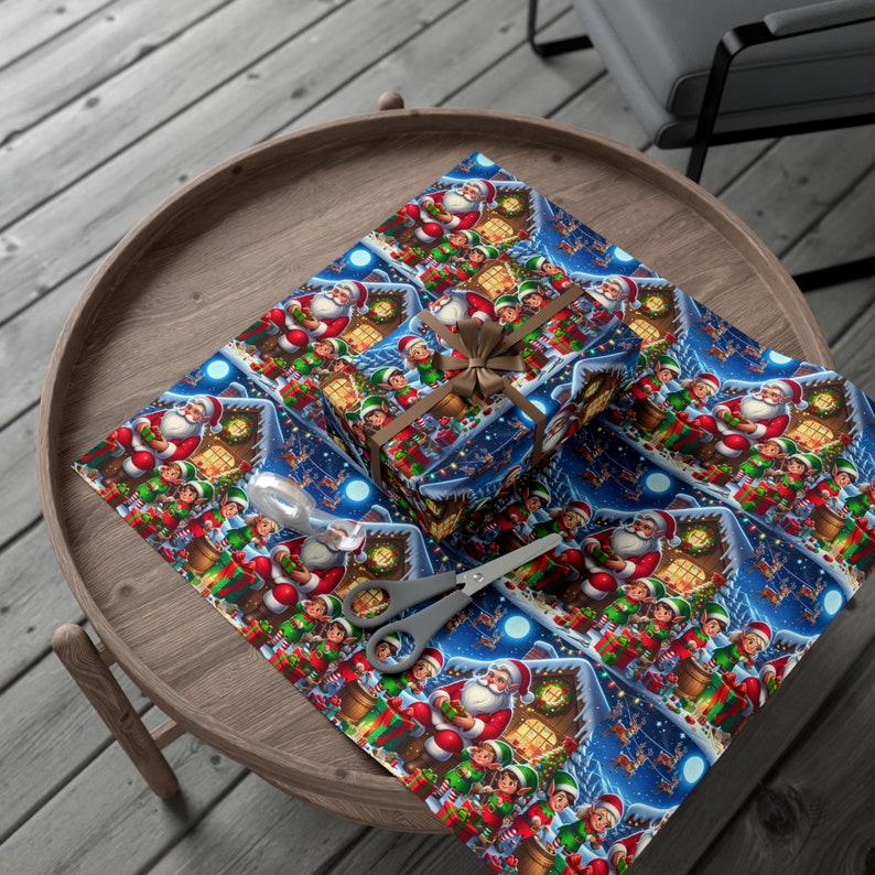 Santa Work Shop Gift Wrap Papers - Etsy