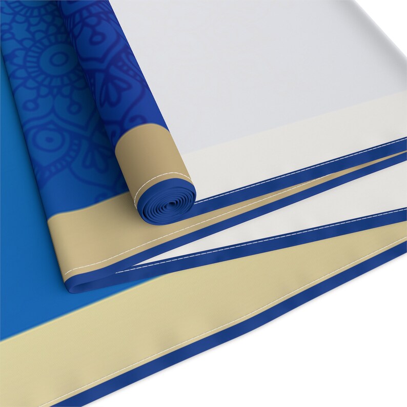 Blue and Gold Table Runner cotton, Poly - Etsy