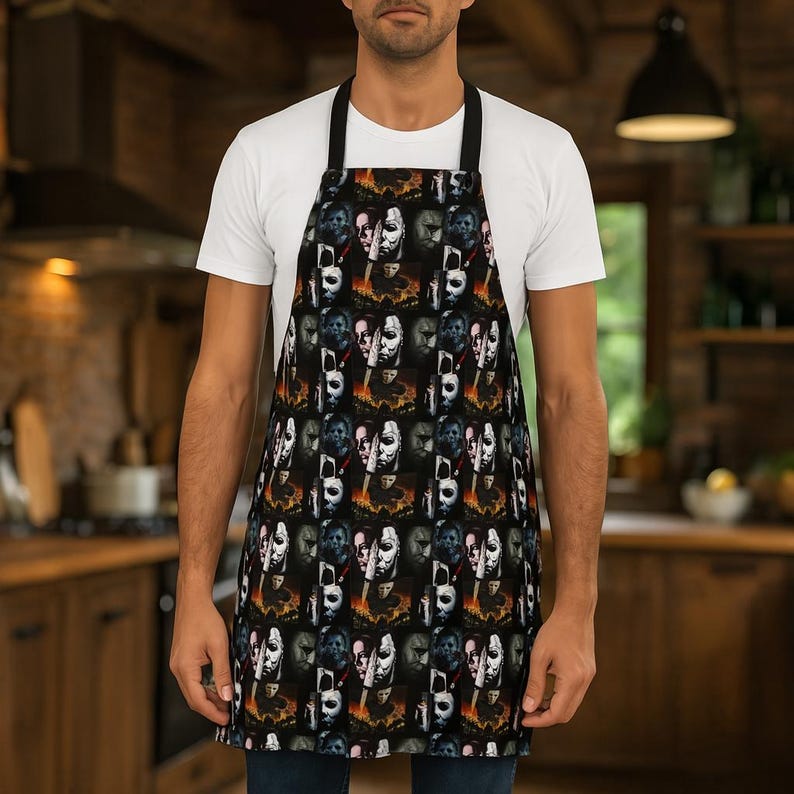Michael Myers Horror Apron: Spooky Halloween Cooking, Grilling - Etsy