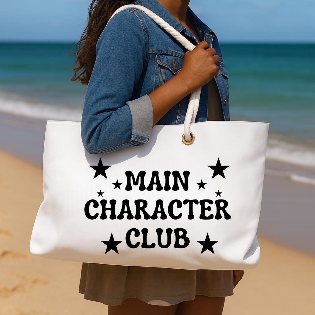 Main Character Club Weekender Bag: Oversized Black Graphic Travel Tote ...