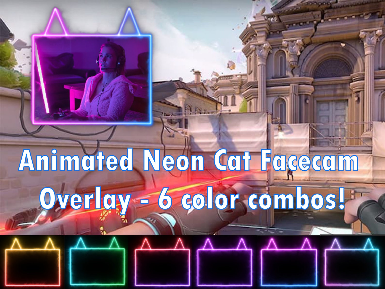 Neon Cat ANIMATED Twitch Facecam Overlay | Streamer OBS Designs ...