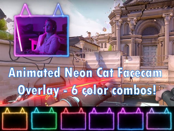 Neon Cat ANIMATED Twitch Facecam Overlay Streamer OBS - Etsy