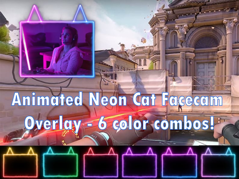 Neon Cat ANIMATED Twitch Facecam Overlay Streamer OBS Designs Moving ...