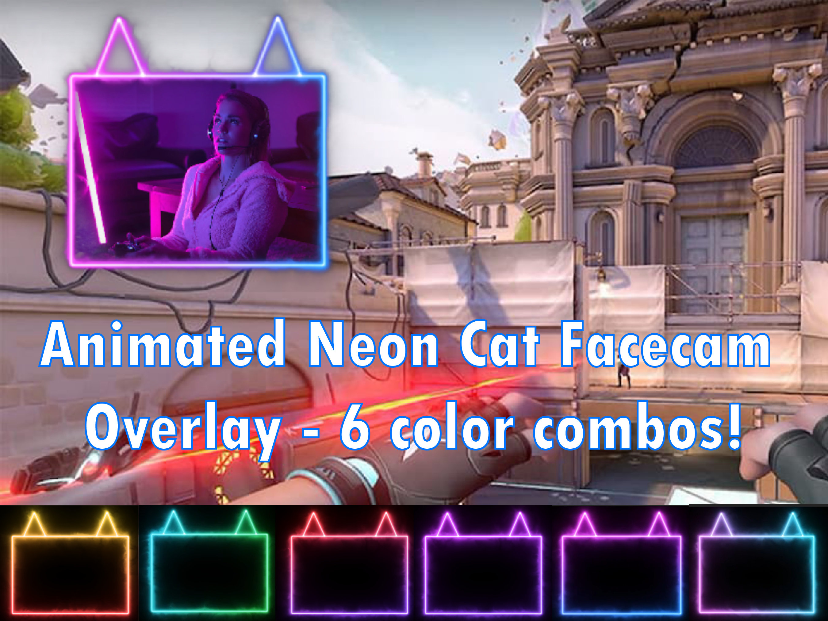 Neon Cat ANIMATED Twitch Facecam Overlay | Streamer OBS Designs ...
