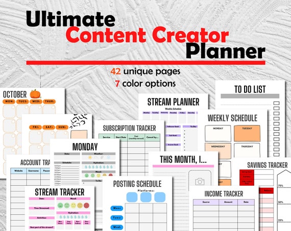 Content Creator Planner Printable Productivity Journal - Etsy
