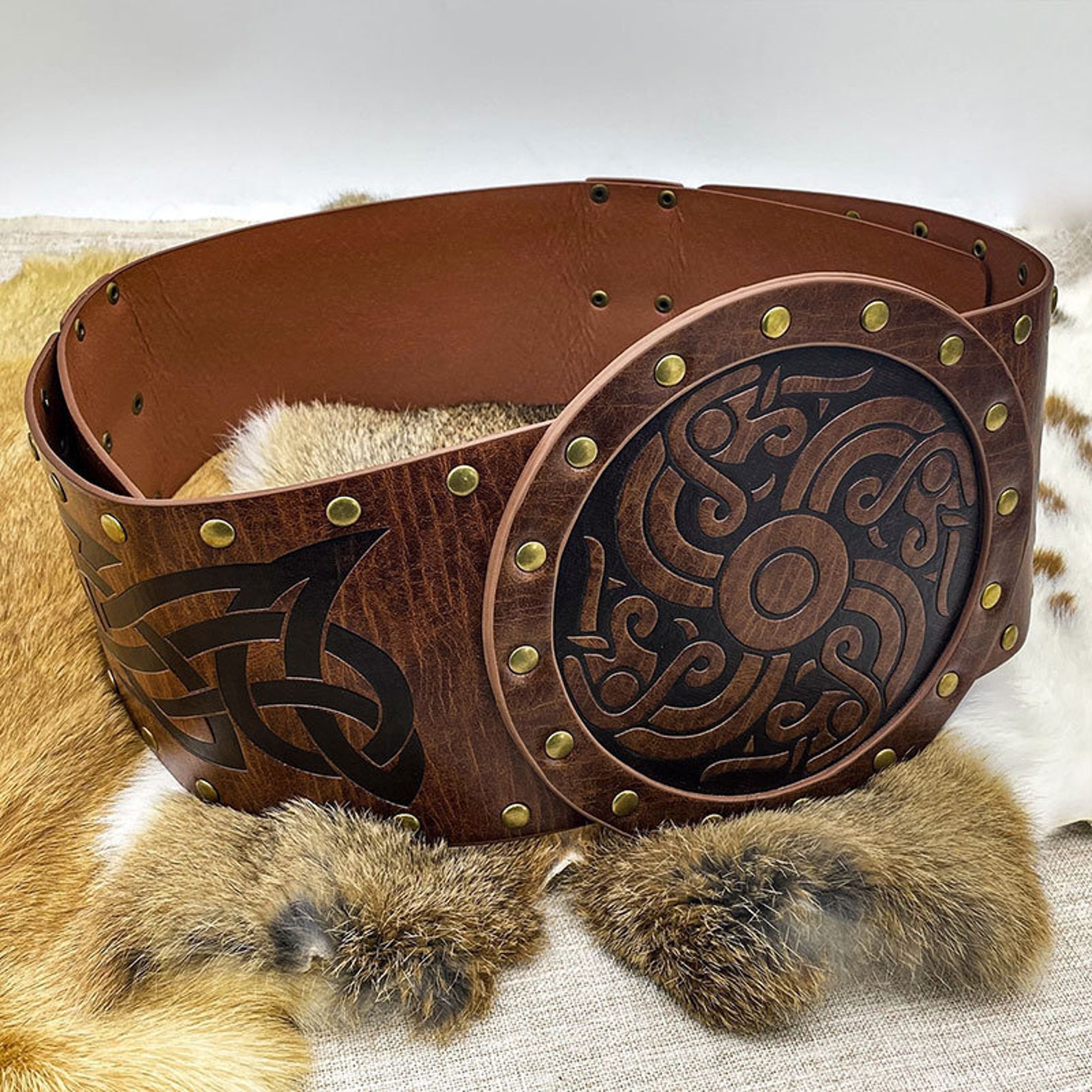 Medieval Viking Leather Waist Belt Classic Pattern Steampunk - Etsy