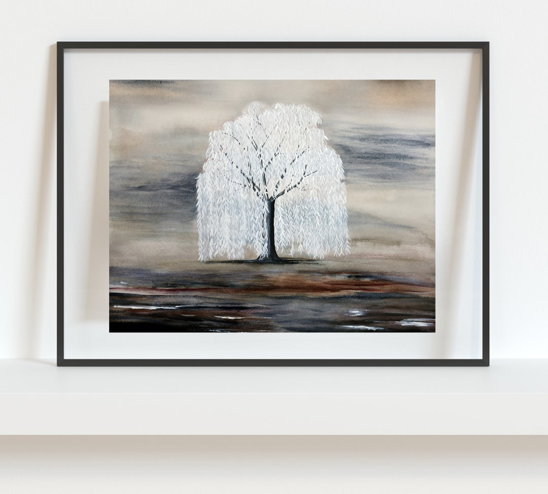 Silver & White Willow, Abstract Watercolor Print by Amanda Predmore ...