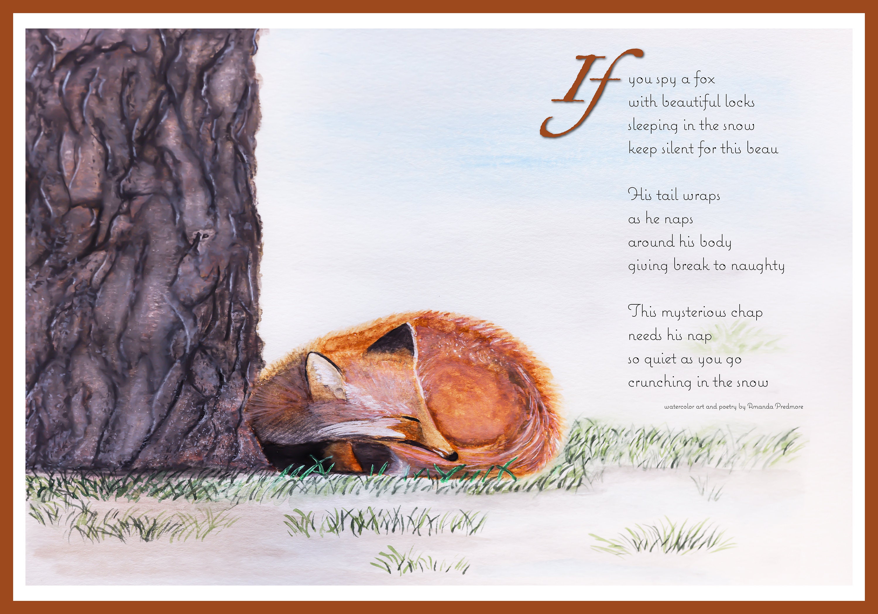 Sleeping Fox Poem & Watercolor Print by Amanda Predmore mandi Available ...