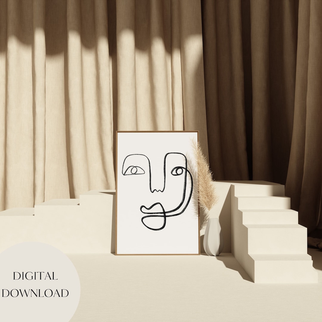 ONELINE | One Line Abstract Art Face Minimal Style Wall Print | DIGITAL ...