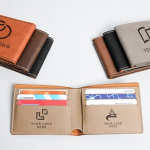 Custom Logo Engraved Bifold Leather Wallet, Company Logo Wallet ...