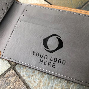 Custom Logo Engraved Bifold Leather Wallet, Company Logo Wallet ...