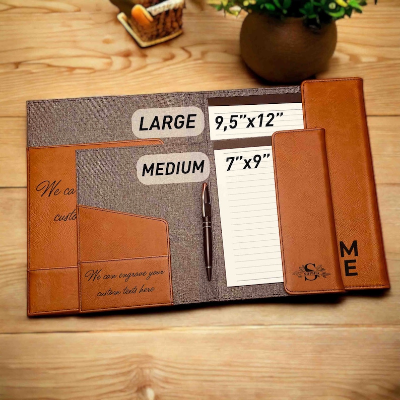 Personalized Refillable Portfolio, Custom Monogram Leather Portfolio ...