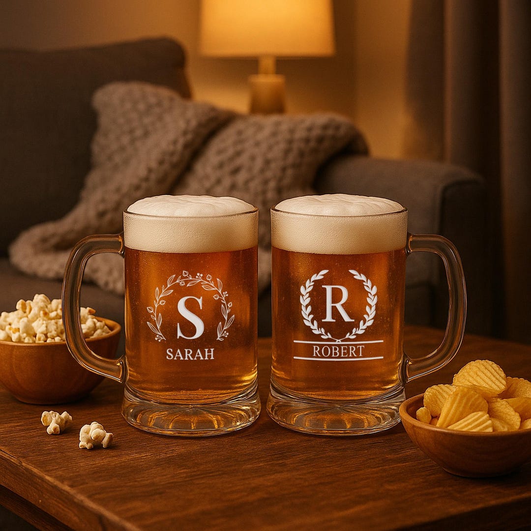 Custom Engraved Beer Mug With Handle, Personalized Beer Glass With Name ...