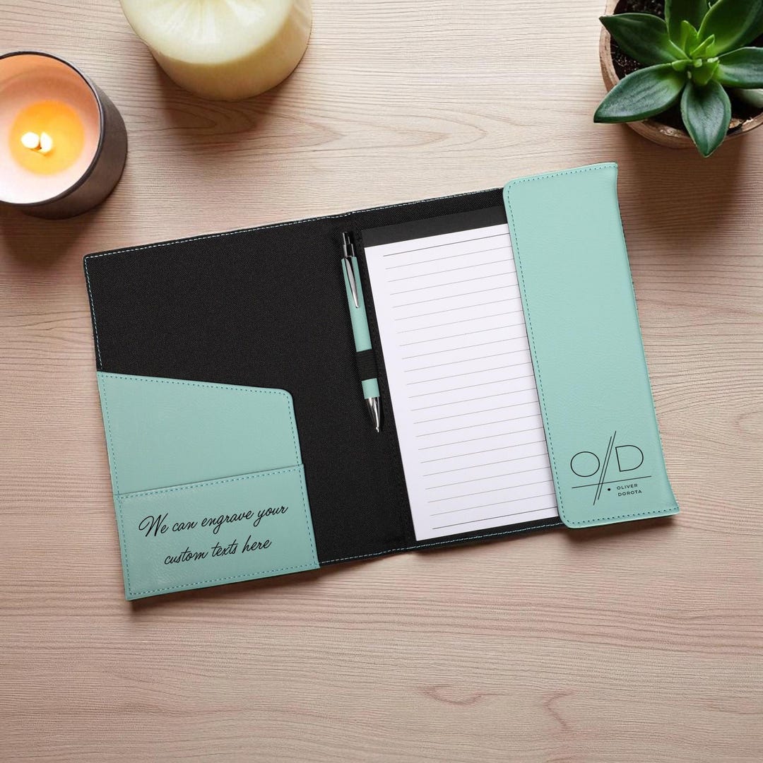 Personalized Refillable Portfolio, Custom Monogram Leather Portfolio ...