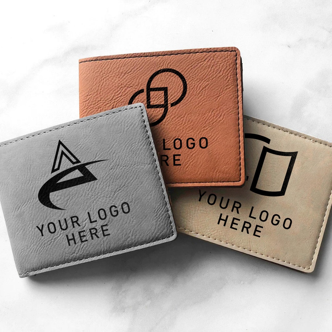 Custom Logo Engraved Bifold Leather Wallet, Company Logo Wallet ...