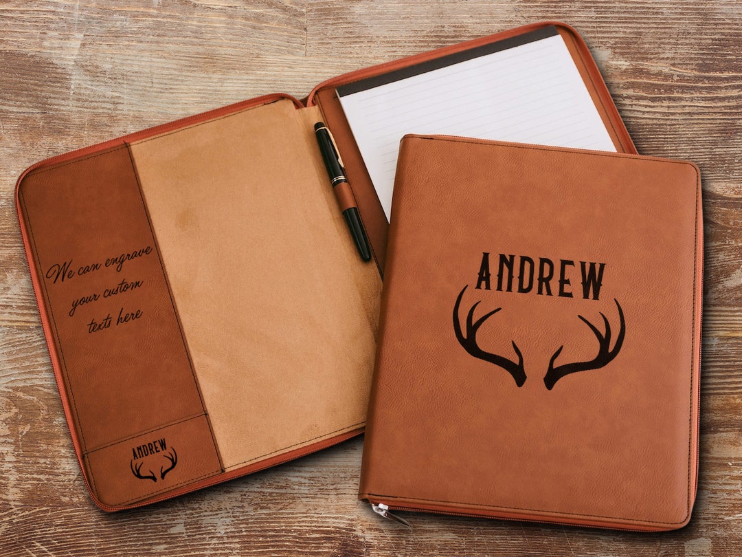 Personalized Zipper Portfolio, Custom Monogram Portfolio With Zipper ...