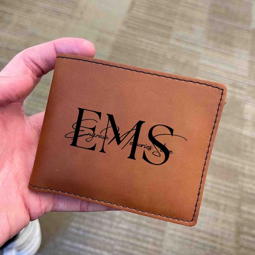 Custom Logo Engraved Bifold Leather Wallet, Company Logo Wallet ...
